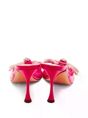 Mach & Mach Double Bow Crystal-embellished Stiletto Sandals - Pink