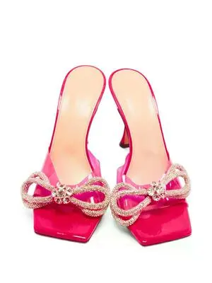 Mach & Mach Double Bow Crystal-embellished Stiletto Sandals - Pink