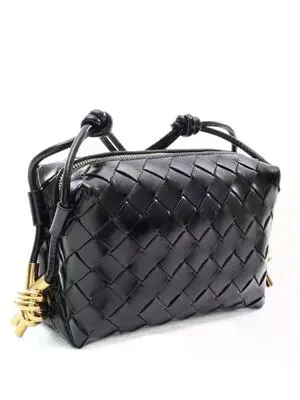 Bottega Veneta 2020s Mini Intrecciato Loop Cross Body Bag - Black