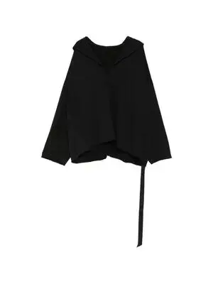 Rick Owens V-neck Asymmetric Hoodie - Black