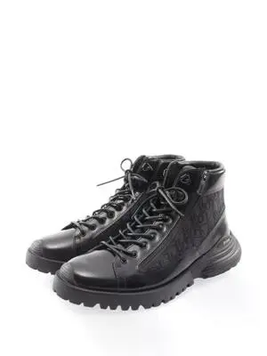 Dior 2010s Combat Oblique Ankle Boots - Black