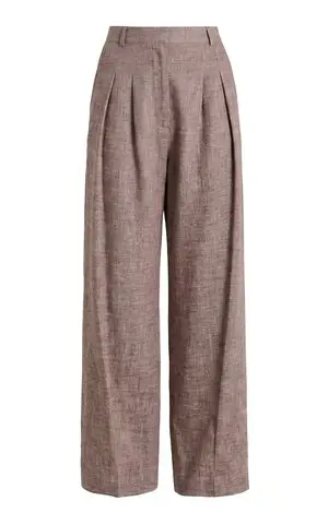 Rachel Comey Walford Pleated Linen-cotton Pants - Brown
