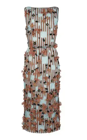 Rachel Comey Chelsea Midi Dress With Embroidered Floral Appliques