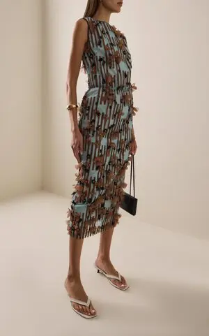 Rachel Comey Chelsea Midi Dress With Embroidered Floral Appliques