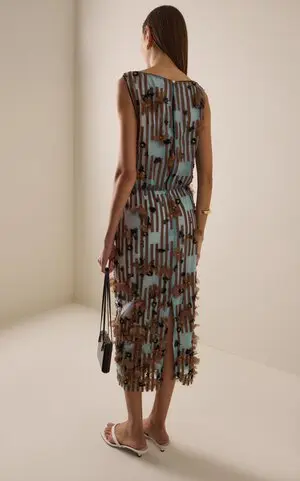 Rachel Comey Chelsea Midi Dress With Embroidered Floral Appliques