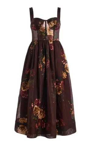 Cara Cara Phoebe Floral Linen-silk Midi Dress