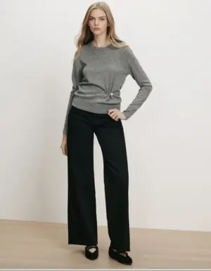Veronica Beard Frankie Brooch Pullover - Medium Heather Grey