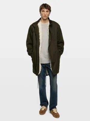 Zadig&Voltaire Waxed Cotton Parka With Faux Fur Lining And Stand Collar - Moss