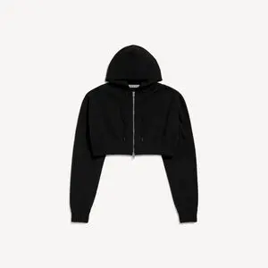 Balenciaga Techwear Cropped Zip-up Hoodie - Black
