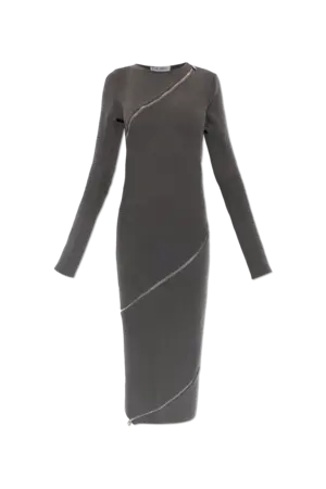 Attico Dress With Decorative Zippers - Grey