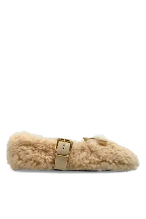 Marni Furry Ballet Flats - Beige