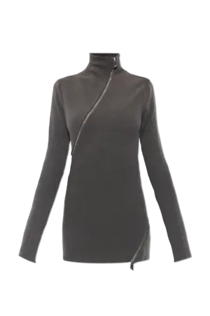 Attico Turtleneck Sweater With Decorative Zippers - Grey