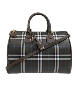 Burberry Bowling Checked Medium Handbag - Black