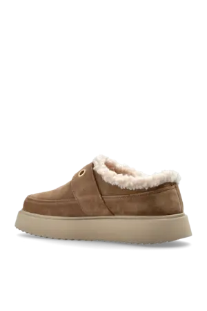 Inuikii Micro Buckle' Suede Mules With Faux Fur Lining