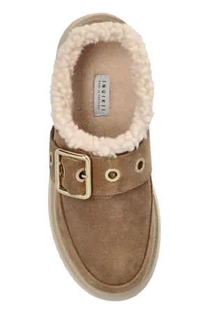 Inuikii Micro Buckle' Suede Mules With Faux Fur Lining