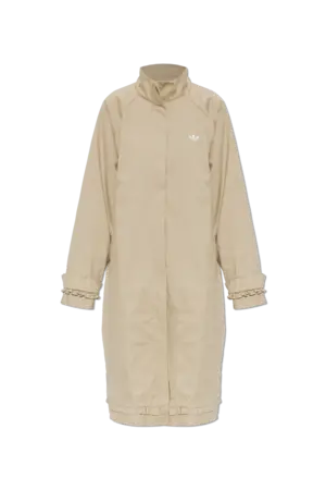 ADIDAS ORIGINALS Midi Coat With Stand Collar And Ruffle Trim - Beige