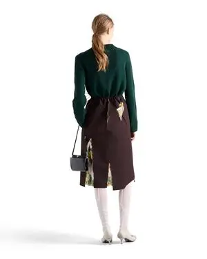 Prada Bonded Gabardine Skirt With Devoré Effect