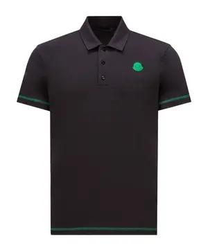 Moncler Logo Patch Polo Shirt - Black