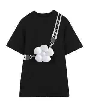 Marc Jacobs Short Sleeve Dress With Flower Appliqu