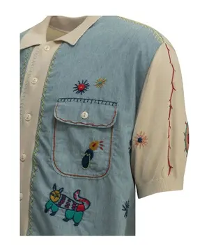 Kapital Knit X Chambray Polo Shirt Isla Bonita' Casual Shirt - Beige