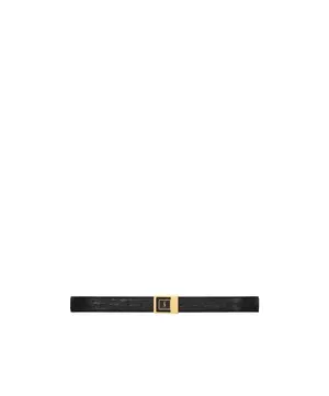Saint Laurent La 66 Belt In Crocodile-embossed Leather - Black