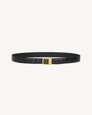 Saint Laurent La 66 Belt In Crocodile-embossed Leather