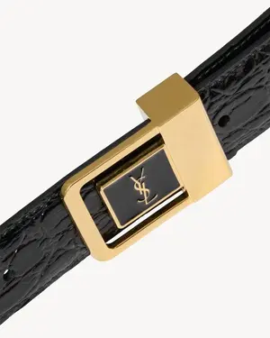 Saint Laurent La 66 Belt In Crocodile-embossed Leather