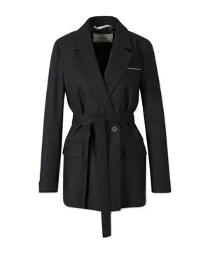 Peserico Long Sleeved Belted Jacket - Black