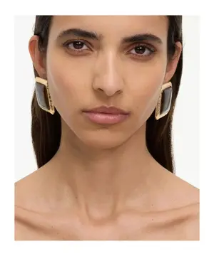 SELF-PORTRAIT Square Enamel Stud Earrings