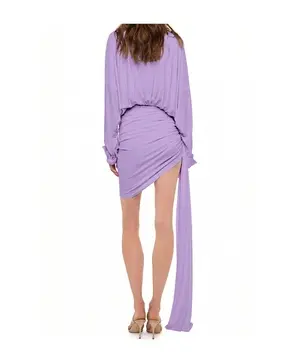 Norma Kamali Asymmetrical Gown With Pleated Details