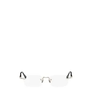 Matsuda Rectangular Rimless Eyeglasses - Brushed Silver