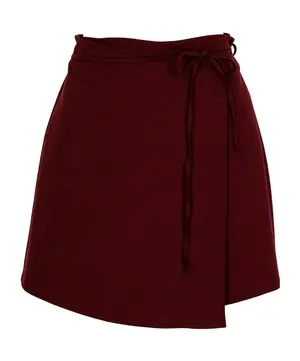 ALYSI Tie-waist Wrap Mini Skirt - Deep Red