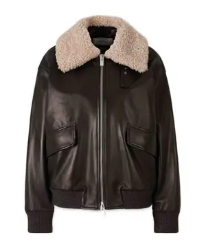 Peserico Shearling-collar Bomber Jacket - Black