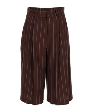 ALYSI Pinstripe Bermuda Shorts - Brown
