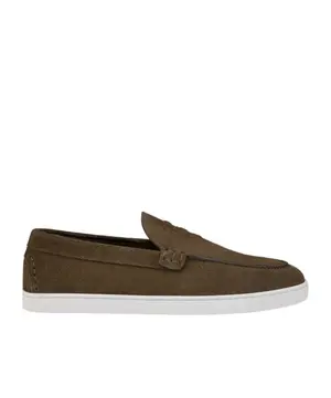 CHRISTIAN LOUBOUTIN Maison Suede Loafers With Embossed Logo And Rubber Sole