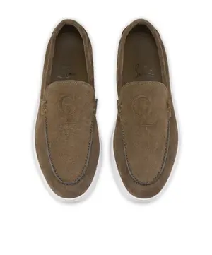 CHRISTIAN LOUBOUTIN Maison Suede Loafers With Embossed Logo And Rubber Sole