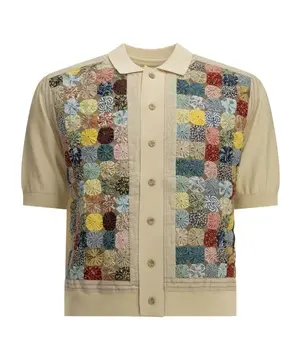 Kapital Short-sleeved Knit Cardigan With 'yo-yo' Quilting