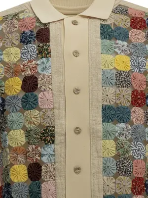 Kapital Short-sleeved Knit Cardigan With 'yo-yo' Quilting