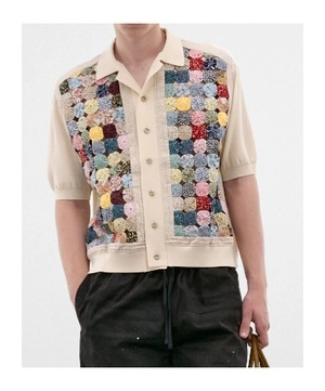 Kapital Short-sleeved Knit Cardigan With 'yo-yo' Quilting