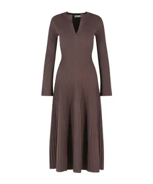 Simkhai Ribbed V-neck Long Sleeve Dress