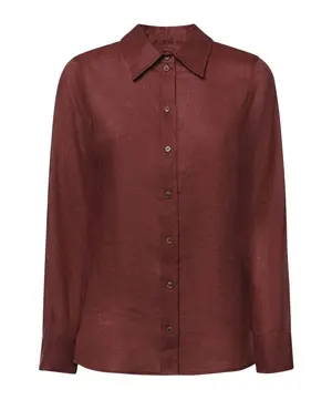 OTTOD'AME Classic Linen Shirt - Wine Red