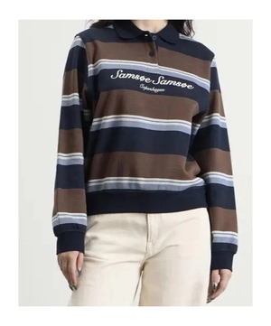 SAMSOE SAMSOE Striped Long-sleeve Polo Shirt
