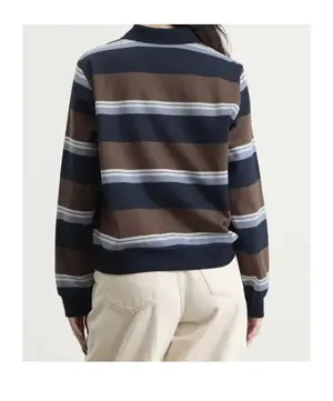 SAMSOE SAMSOE Striped Long-sleeve Polo Shirt
