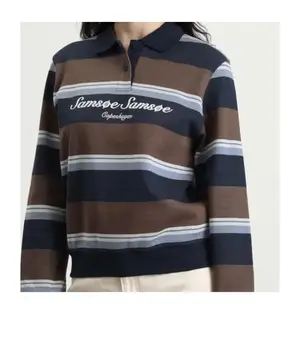 SAMSOE SAMSOE Striped Long-sleeve Polo Shirt - Multi-color