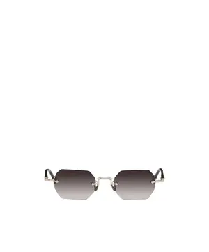 Matsuda M5010 Rimless Octagon Sunglasses - Brushed Silver/black/gray Gradient