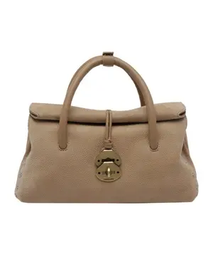 ZANELLATO Logo Engraved Twist Lock Small Handbag - Beige