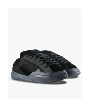 ERL Round Toe Lace-up Sneakers With Chunky Translucent Sole - Black