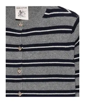 SEMICOUTURE Striped Crew Neck Cardigan