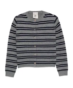 SEMICOUTURE Striped Crew Neck Cardigan - Multicolor