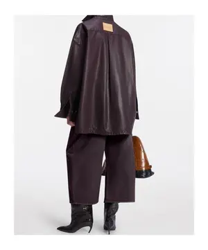 Attico Glossy Wide-leg Pants - Wine Red
